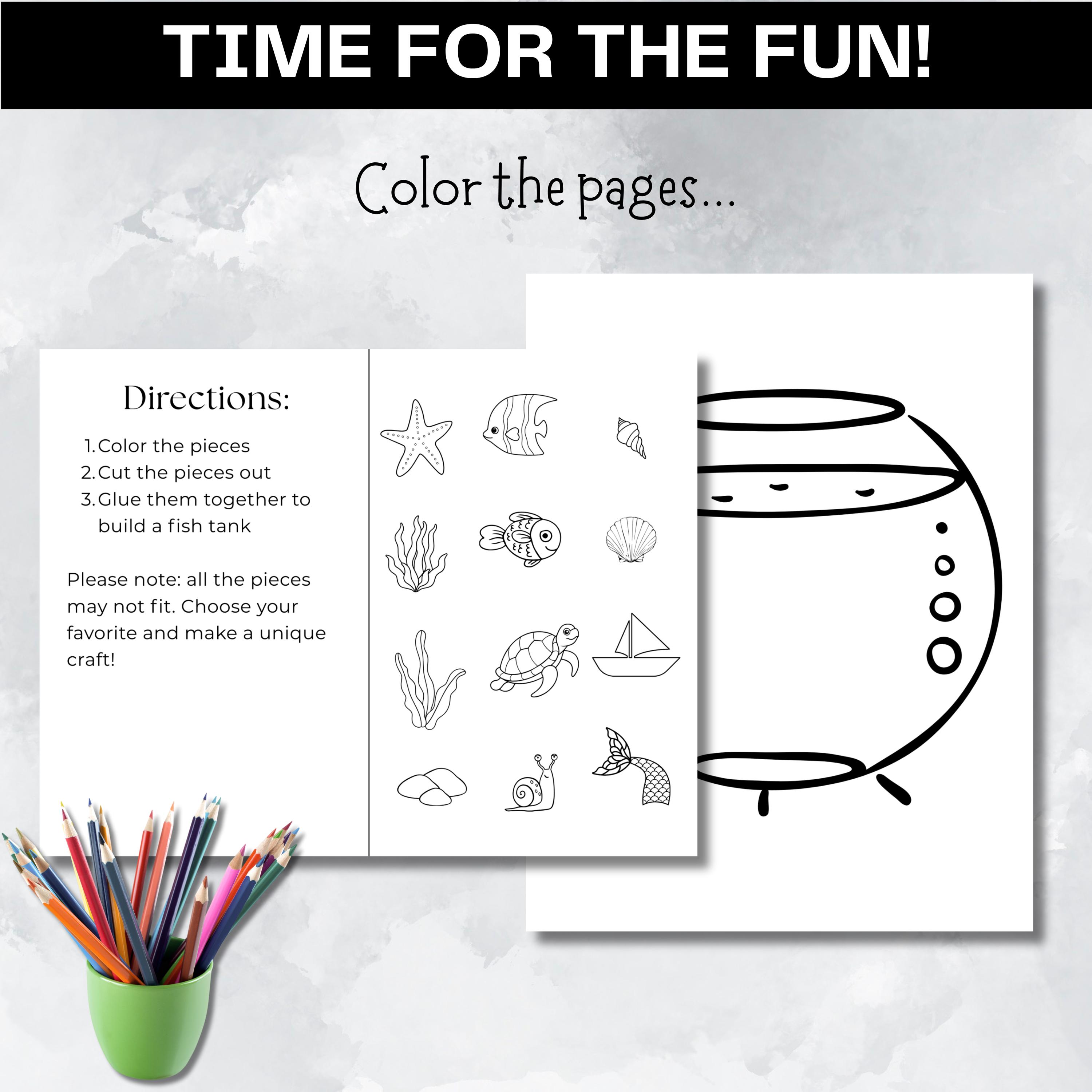 Build a Fish Tank Printable Craft Sea Animal Coloring Page Aquarium ...
