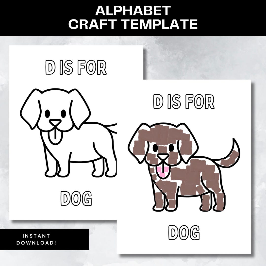 Dog Craft Template D is for Alphabet Coloring Pages Printable ABC ...