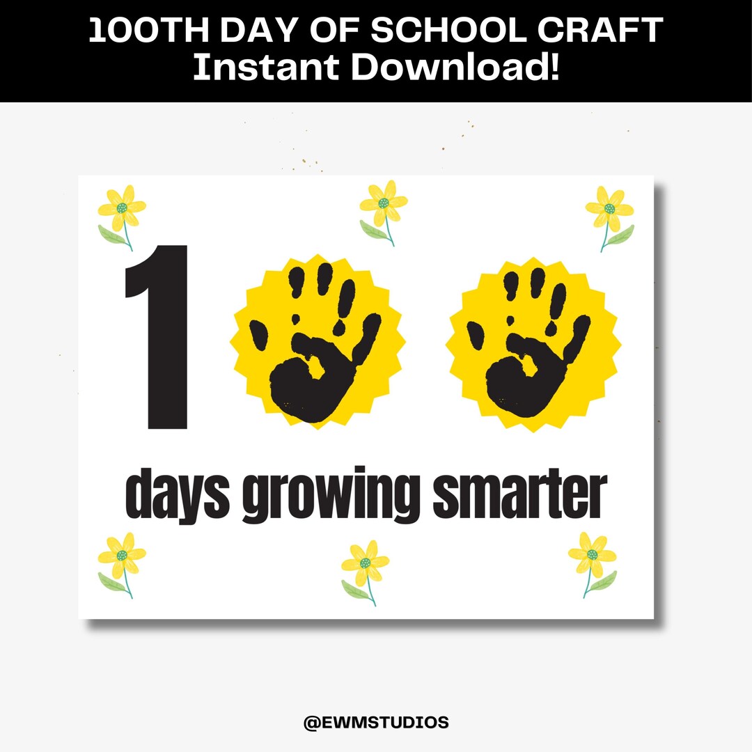100th Day of School Handprint Art 100 Days Brighter Fun Preschool ...