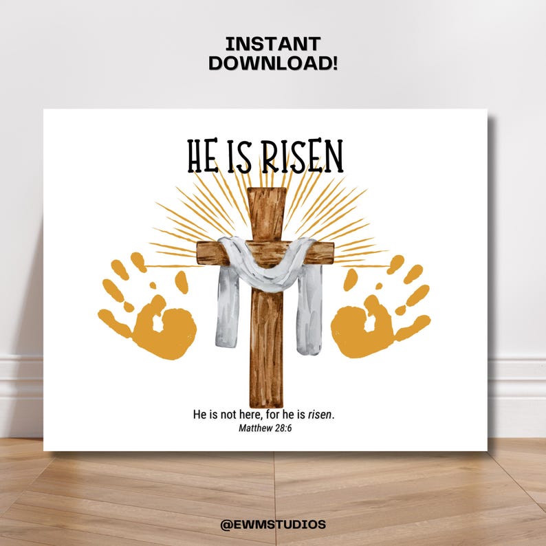 He is Risen Handprint Craft Printable Easter Craft Jesus is Risen ...