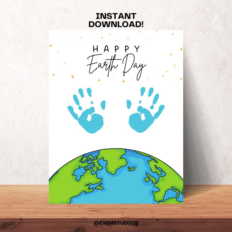 Earth Day Handprint Craft Happy Earth Day Printable Handprint Keepsake ...