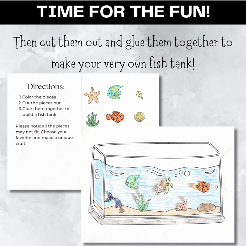 Build a Fish Tank Printable Craft Sea Animal Coloring Page Aquarium ...