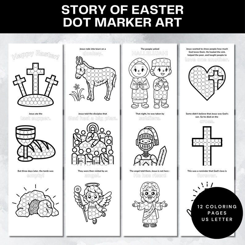 Story of Easter Dot Marker Bible Do a Dot Easter Story Christian ...