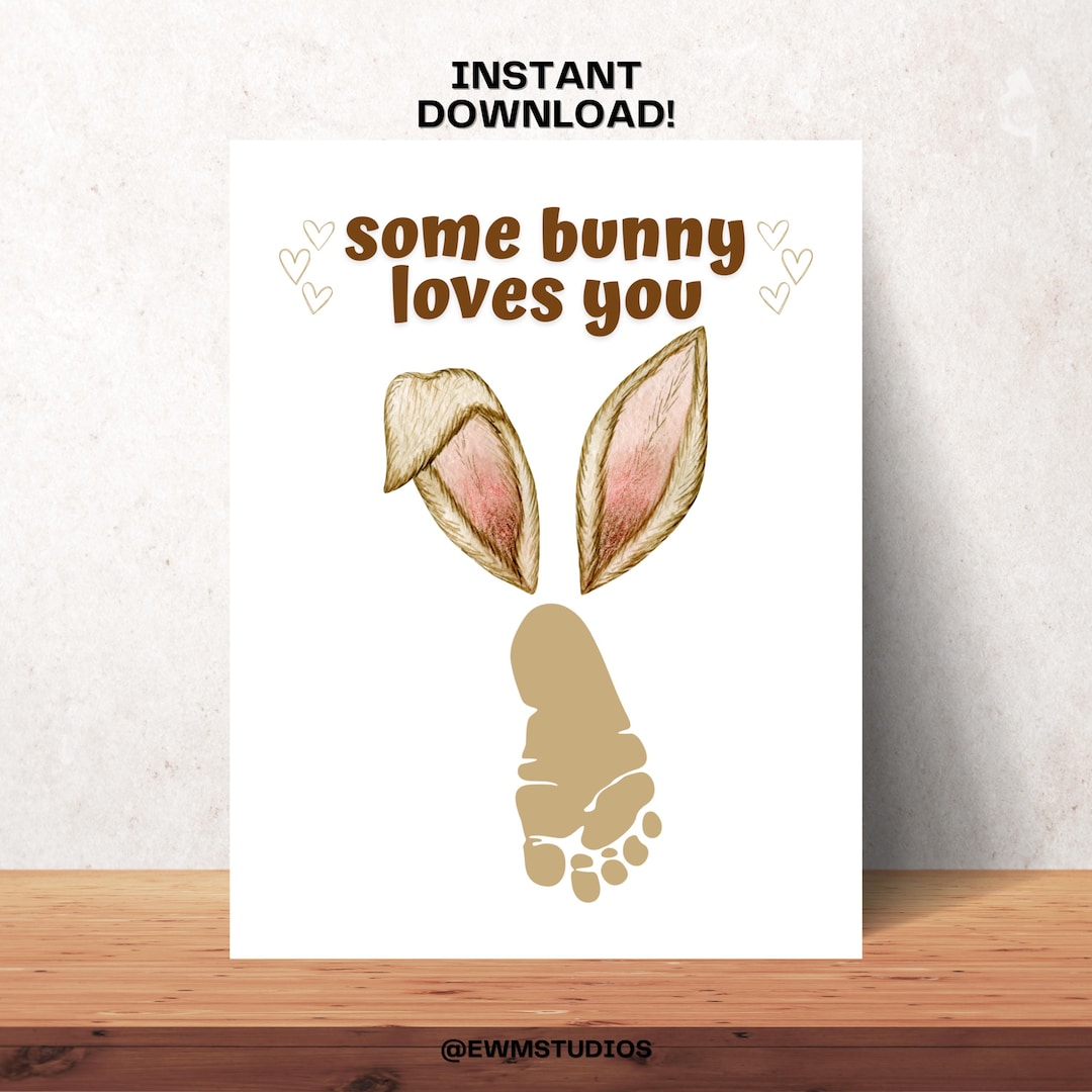 Easter Bunny Craft Footprint Art Printable Easter Kids Craft Handprint ...