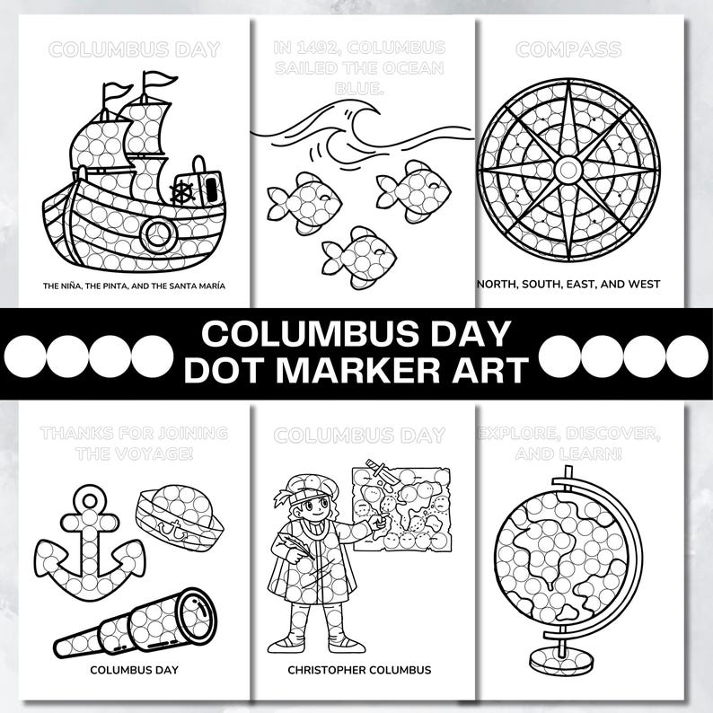 Columbus Day Dot Marker Do a Dot Printable Columbus Day Craft Coloring ...