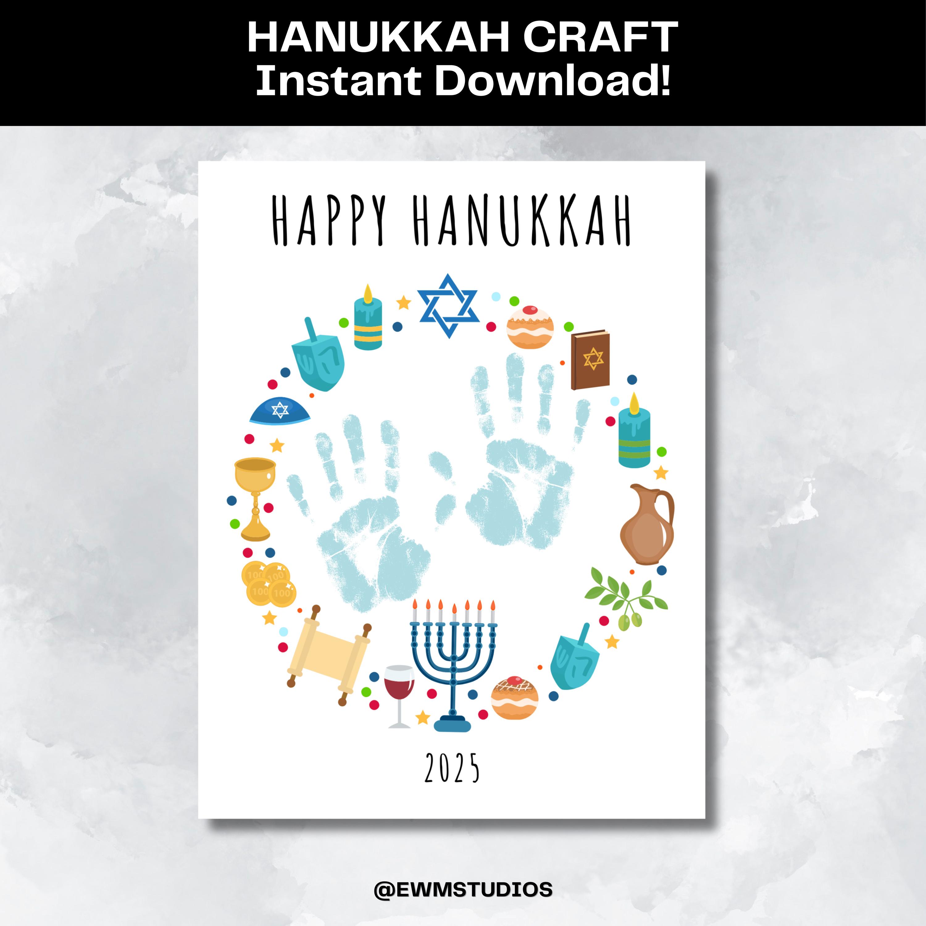 Happy Hanukkah Craft Printable Hanukkah Handprint Art for Kids Menorah ...
