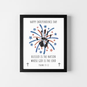 Christian 4th of July Craft Printable Independence Day Handprint Art ...