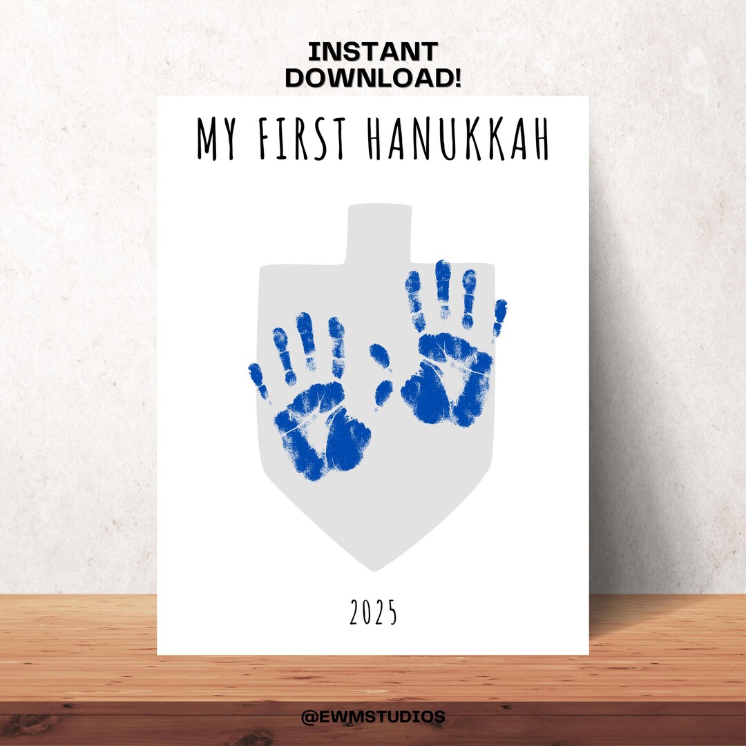 Babys First Hanukkah Craft Printable Hanukkah Handprint Art Baby ...