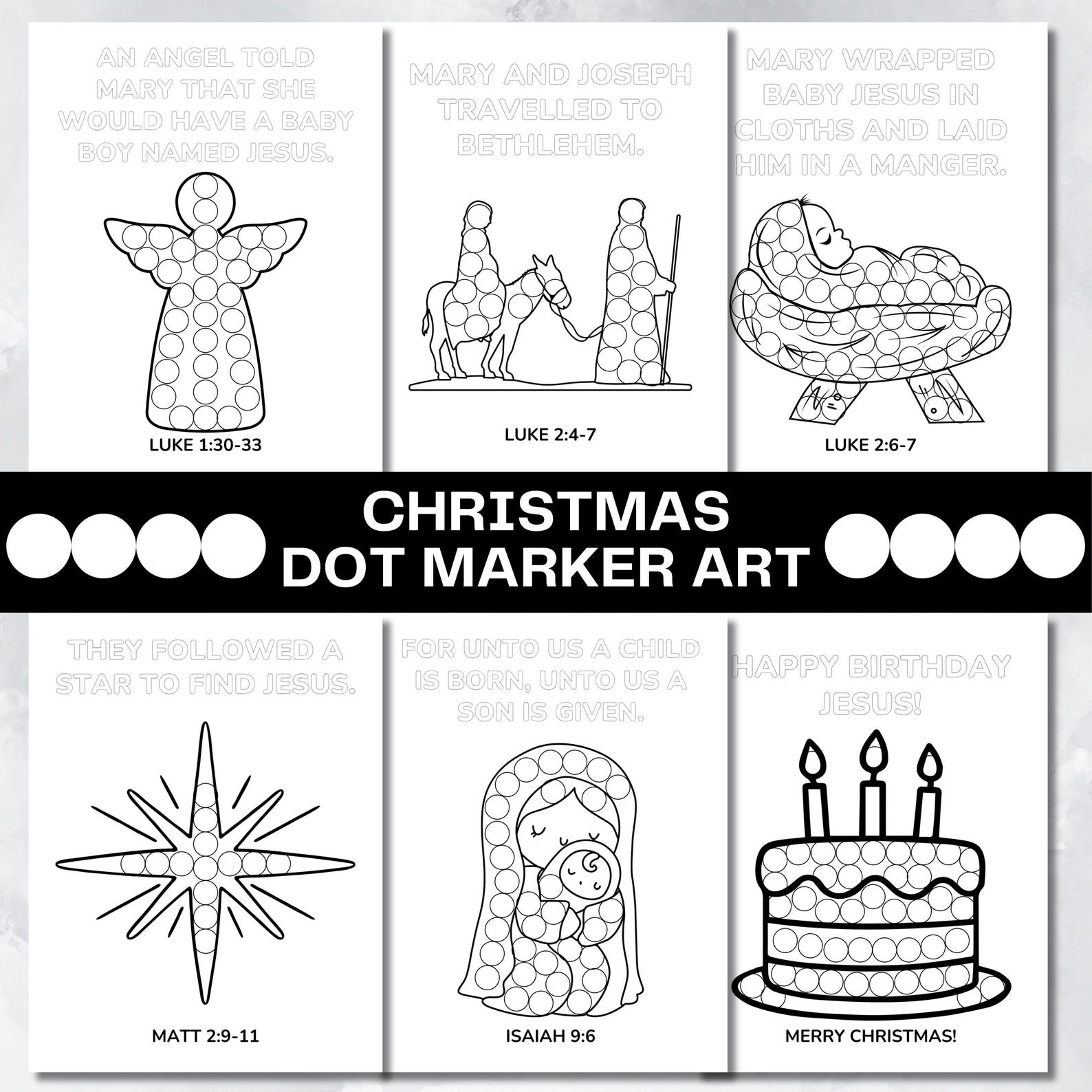 Christian Christmas Coloring Happy Birthday Jesus Dot Marker Do a Dot ...