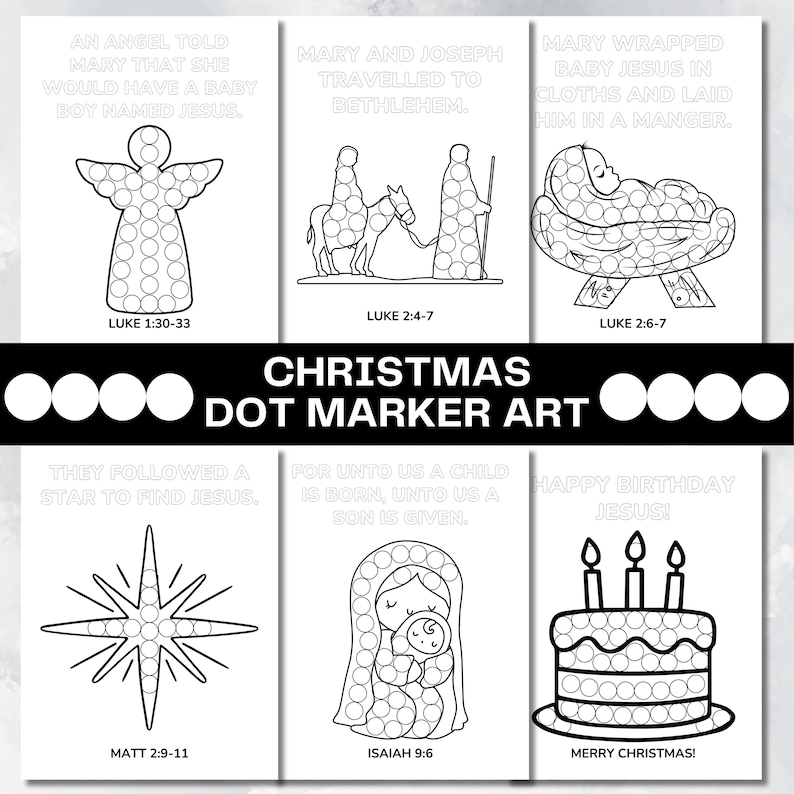 Christian Christmas Coloring Happy Birthday Jesus Dot Marker Do a Dot ...