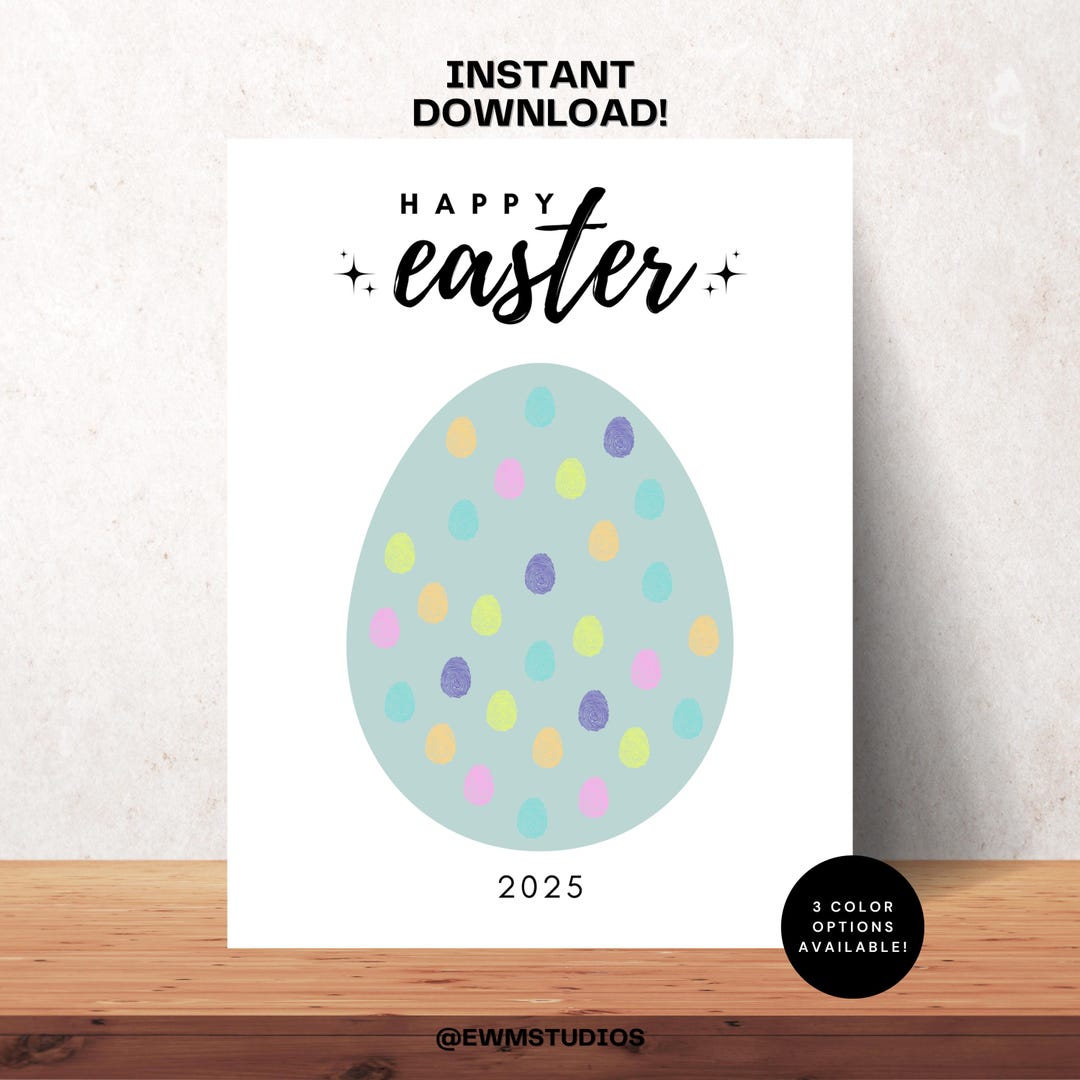Easter Fingerprint Art Happy Easter Kids Craft Thumbprint Printable ...