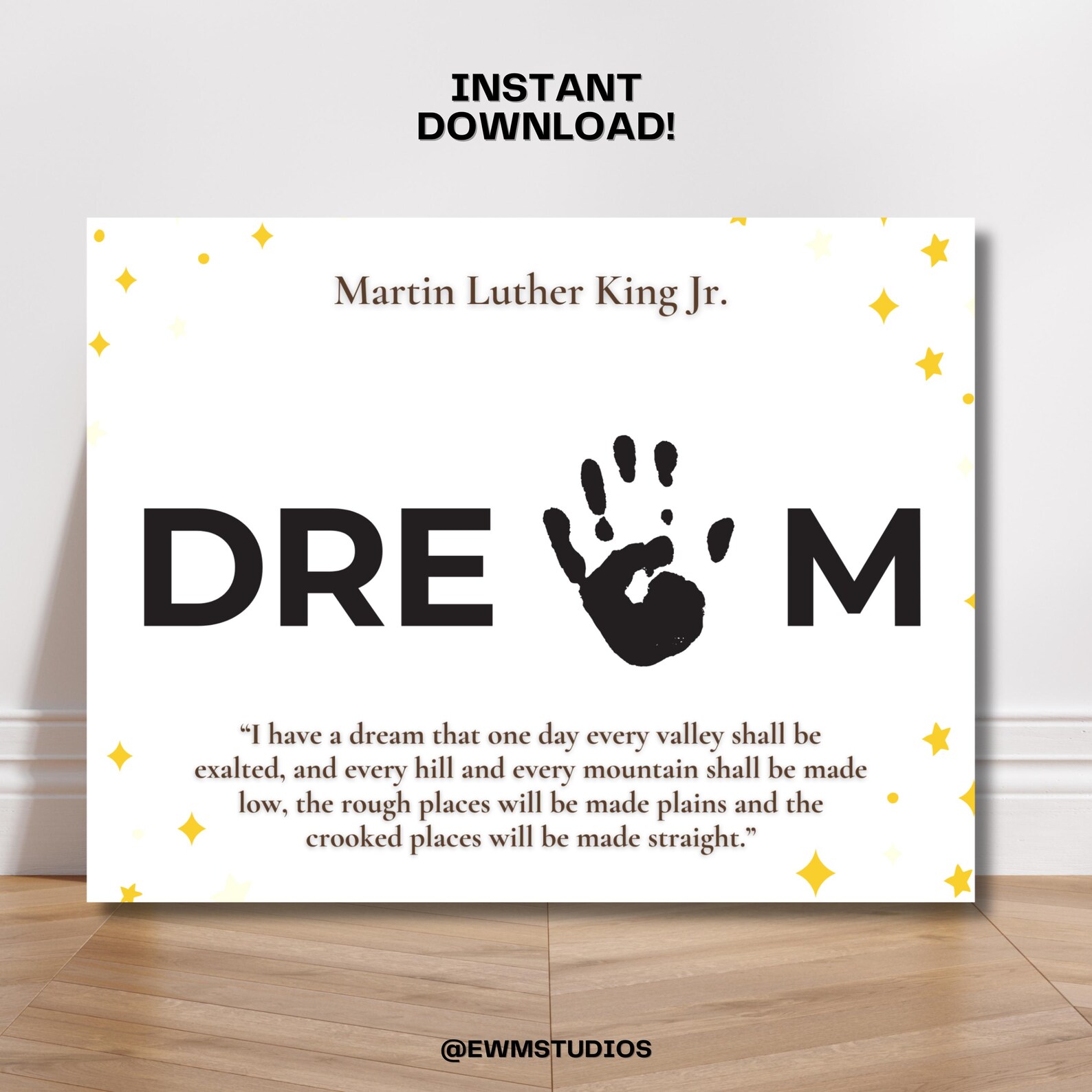 Martin Luther King Handprint Art MLK Printable Black History Month ...