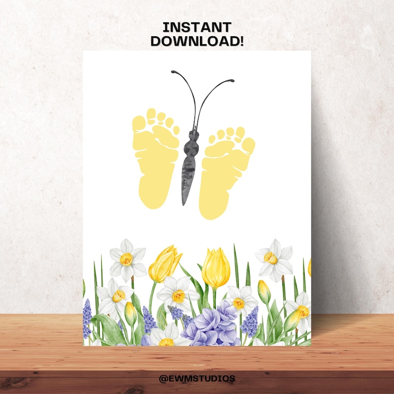 Butterfly Footprint Craft Hello Spring Butterfly Printable Butterfly ...