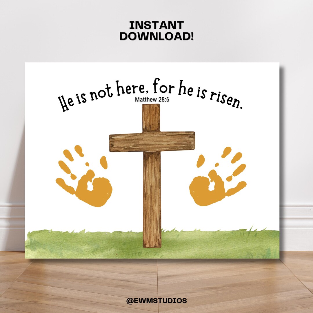 He is Risen Handprint Craft Printable Easter Craft Jesus is Risen ...