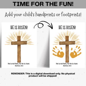 He is Risen Handprint Craft Printable Easter Craft Jesus is Risen ...