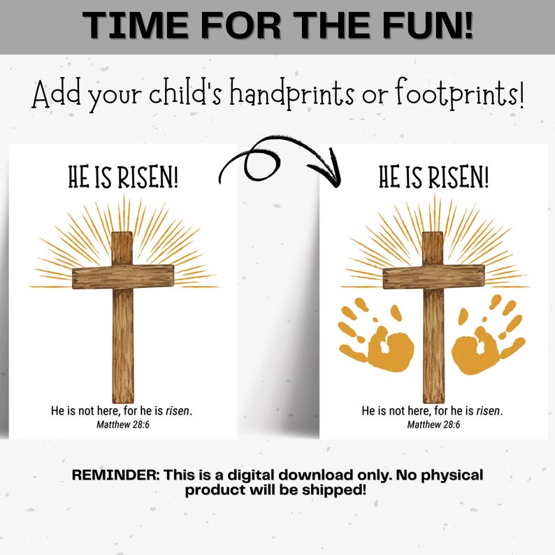 He is Risen Handprint Craft Printable Easter Craft Jesus is Risen ...