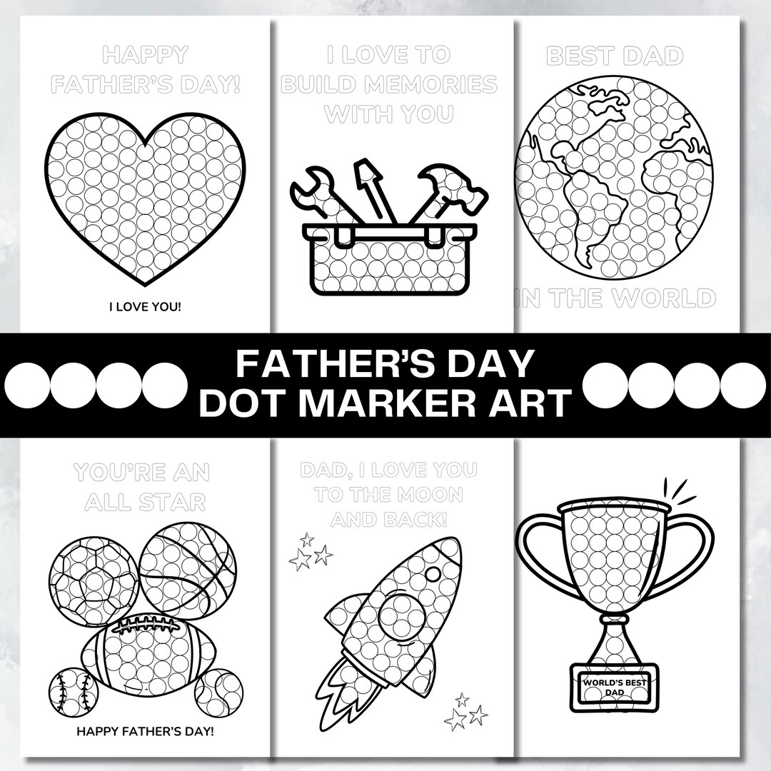 Happy Fathers Day Dot Marker Coloring Card Do a Dot Printable Dad Craft ...