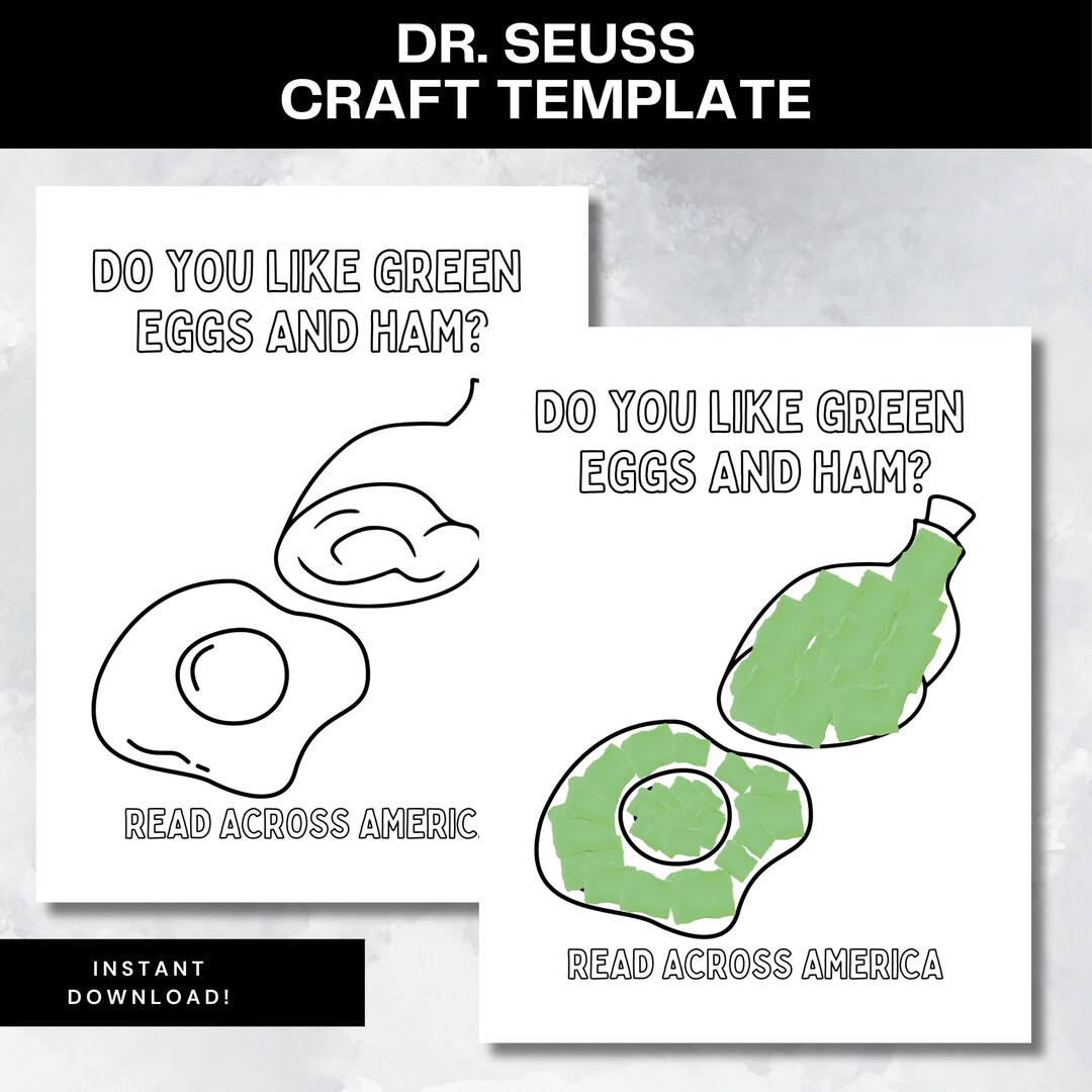 Read Across America Dr Seuss Craft Template Printable Green Eggs and ...
