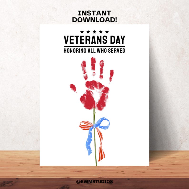 Veterans Day Craft for Kids Handprint Art Veterans Day Gift USA ...