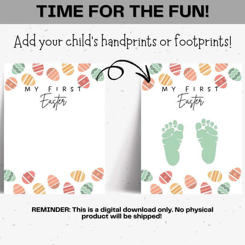Babys First Easter Craft Footprint Art Printable Easter Baby Craft ...