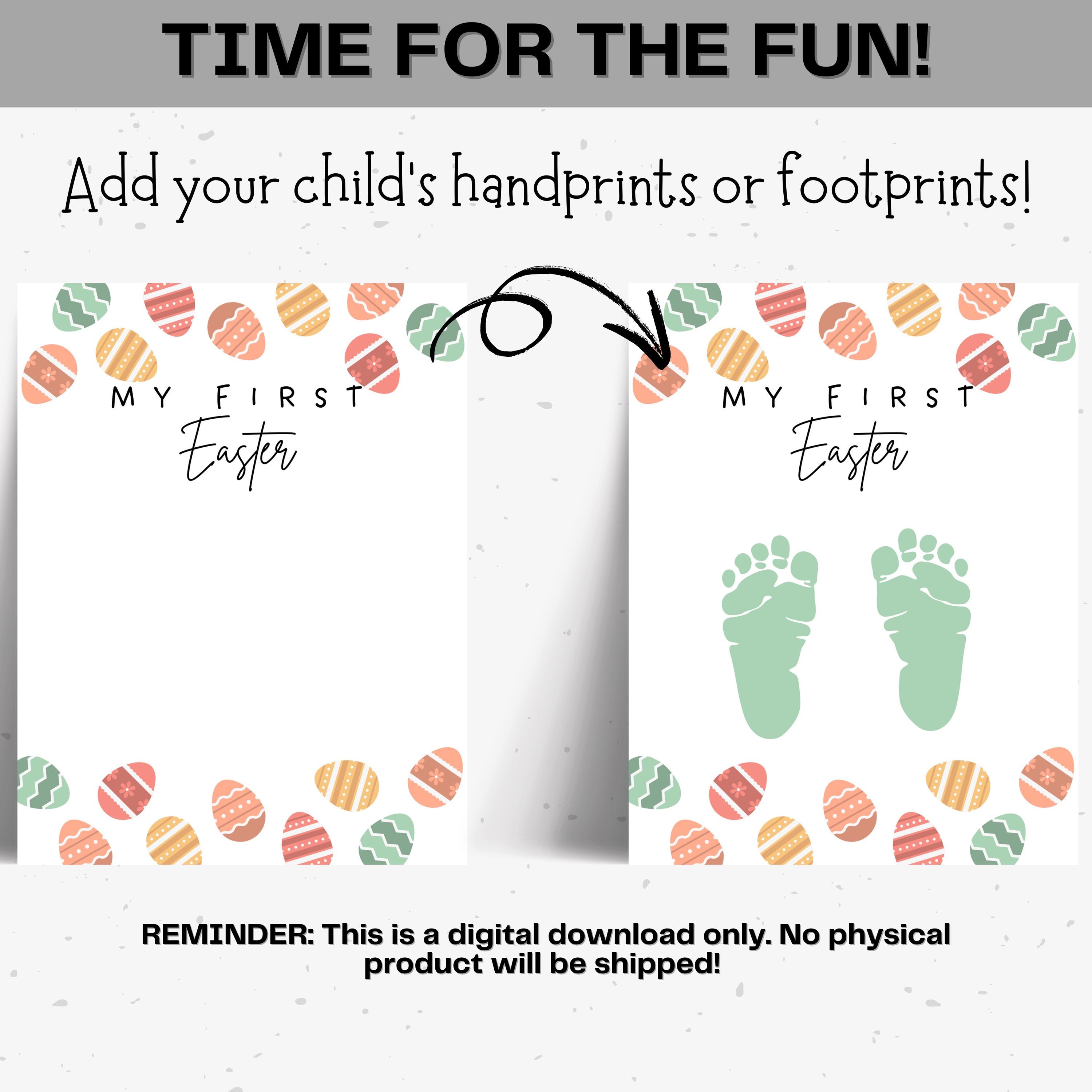 Babys First Easter Craft Footprint Art Printable Easter Baby Craft ...
