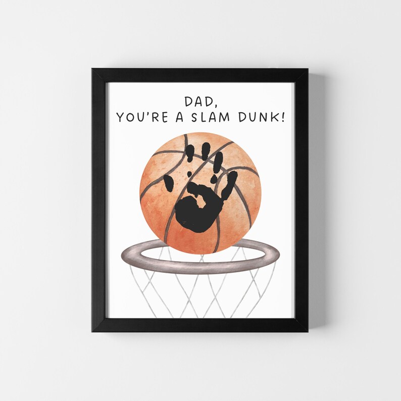 Fathers Day Basketball Art First Fathers Day Handprint Craft Printable ...