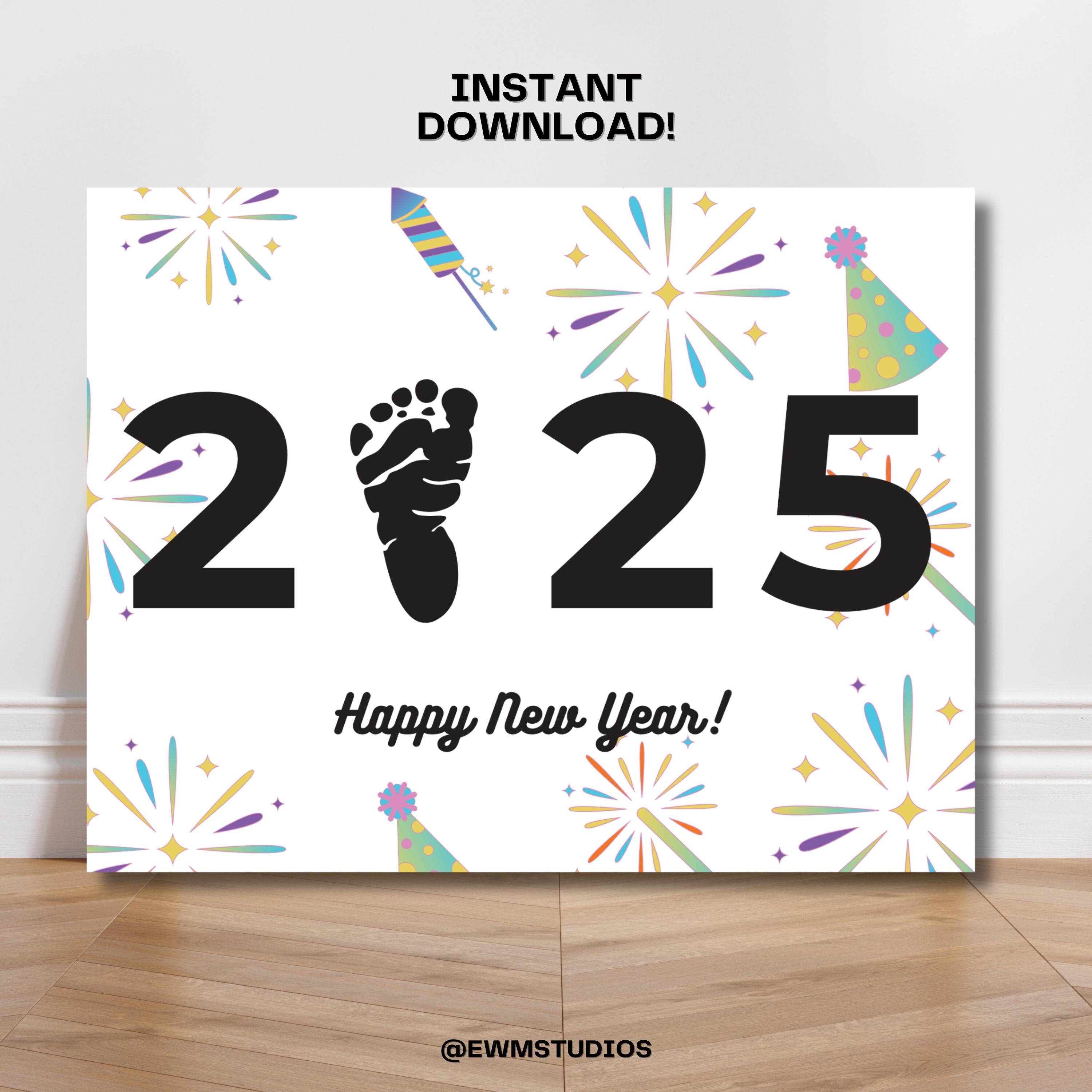 New Year 2025 Handprint Keepsake New Years Footprint Craft for Kids ...