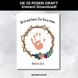 He is Risen Handprint Craft Printable Easter Craft Jesus is Risen ...