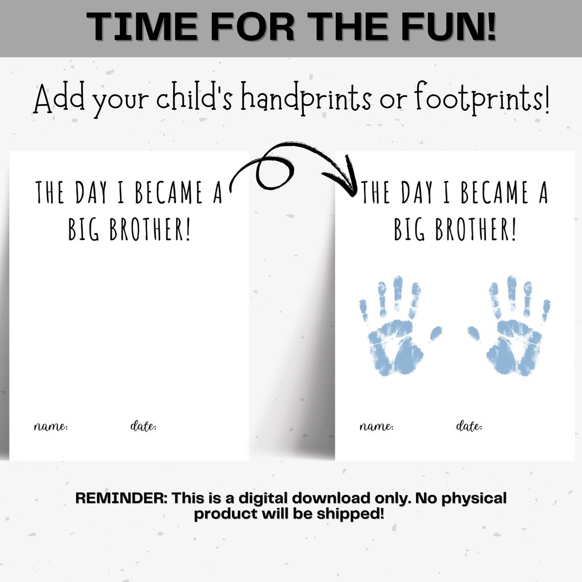 New Big Brother Handprint Craft Printable Big Brother Announcement New ...