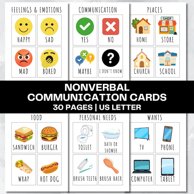 Nonverbal Communication Cards Autism Communication Flashcards Elderly ...