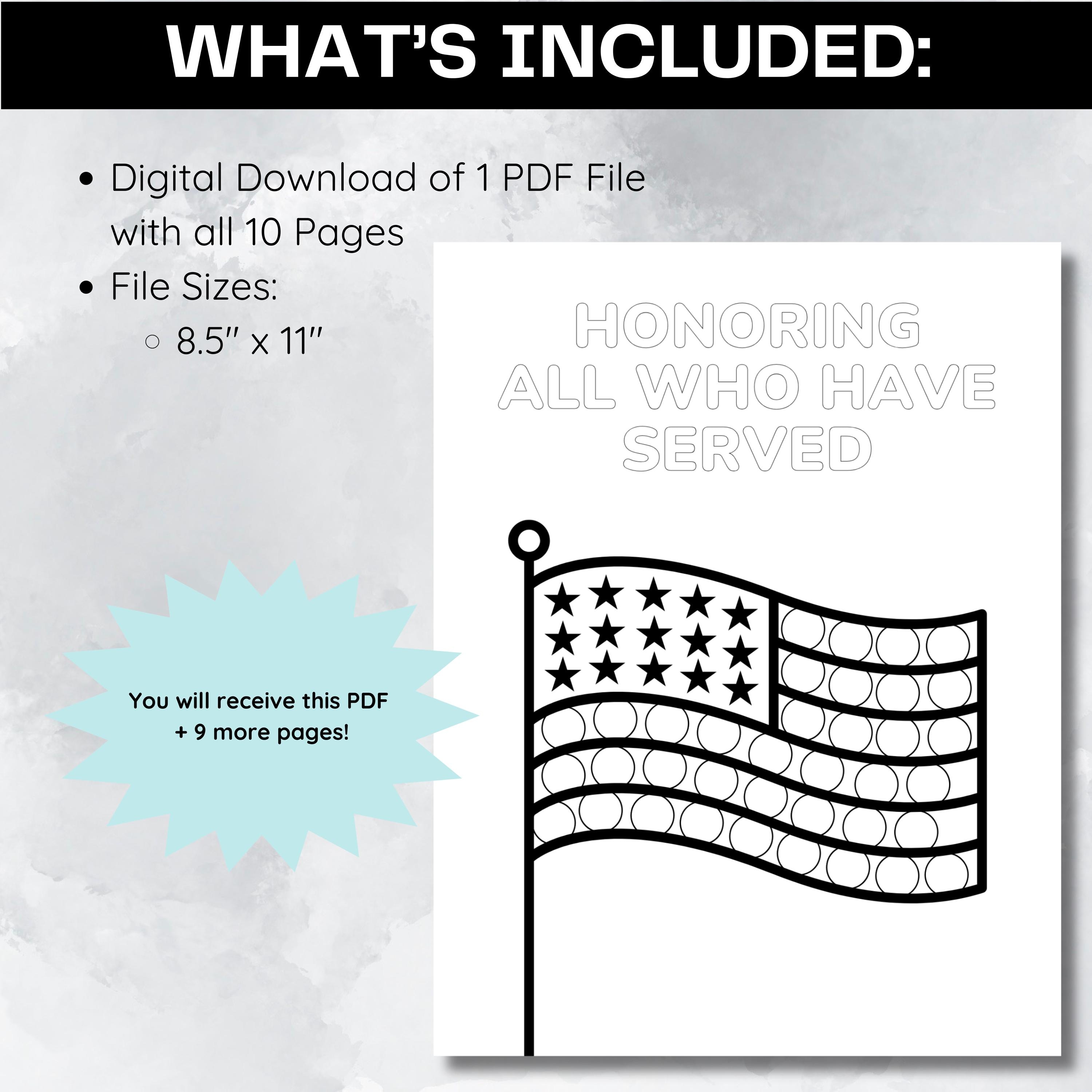 Memorial Day Dot Marker Activity Printable Memorial Day Games USA Craft ...