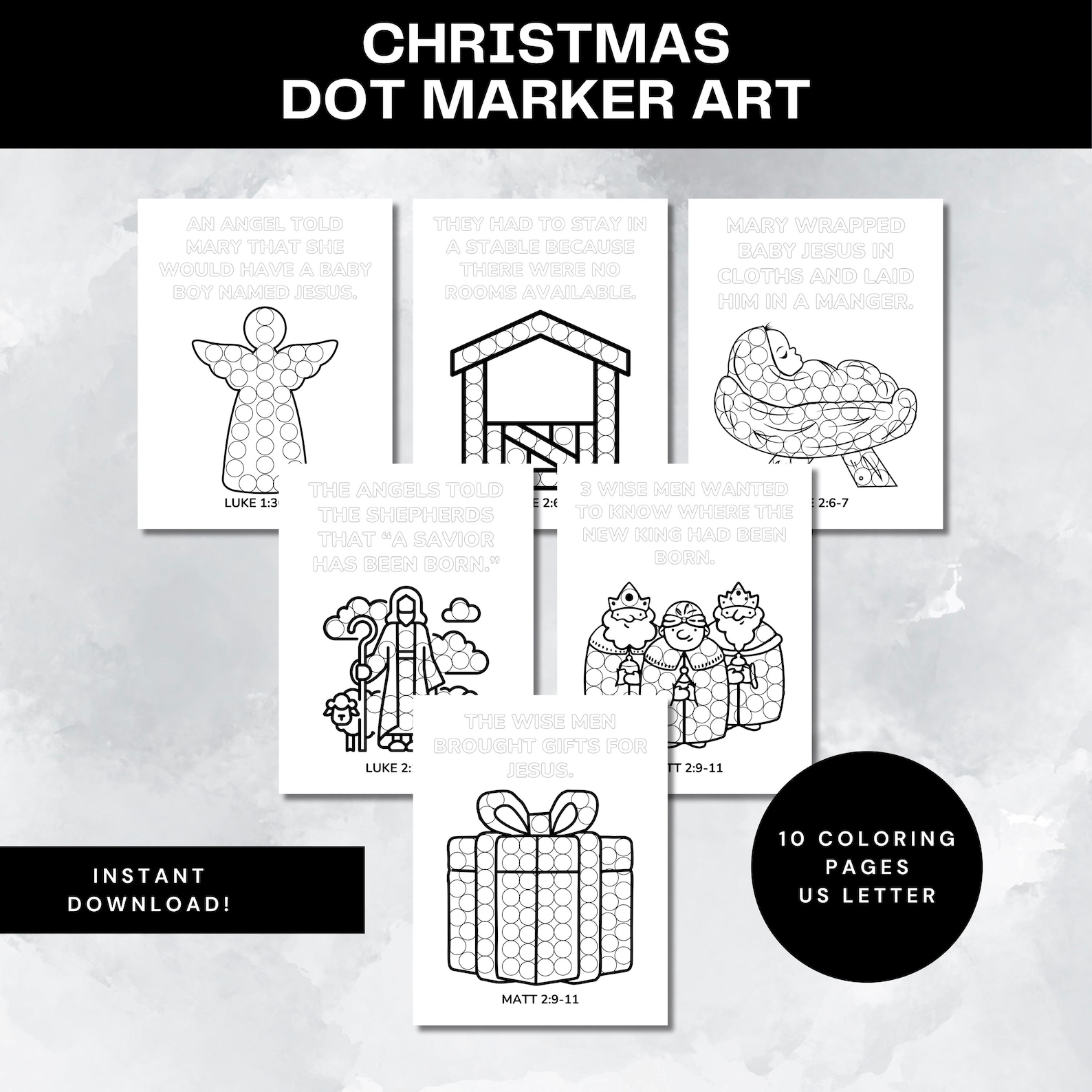 Christian Christmas Coloring Happy Birthday Jesus Dot Marker Do a Dot ...
