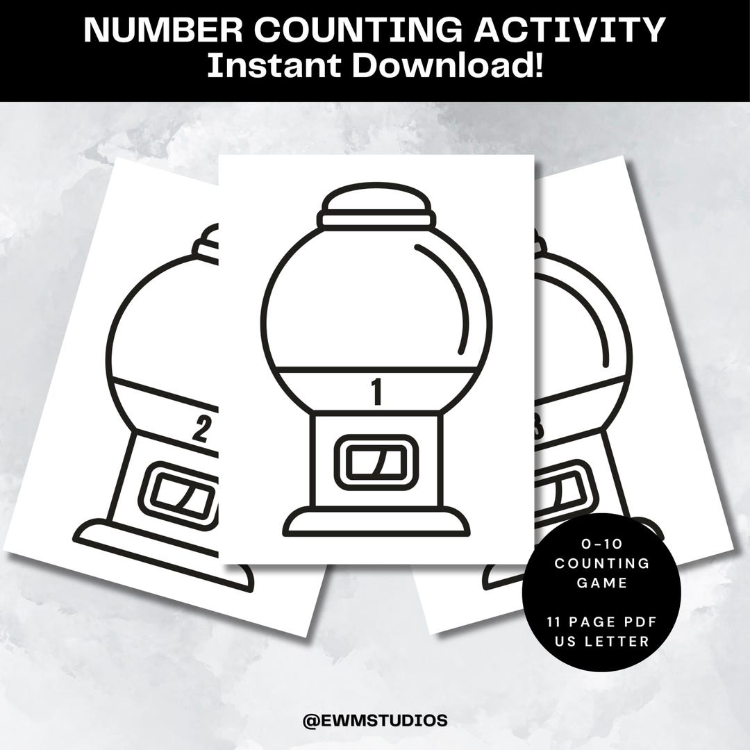 Bubble Gum Counting Activity 0 to 10 Number Counting Game Kids ...