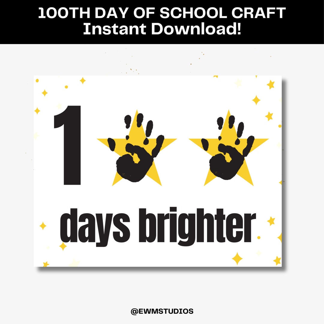 100th Day of School Handprint Art 100 Days Brighter Fun Preschool ...