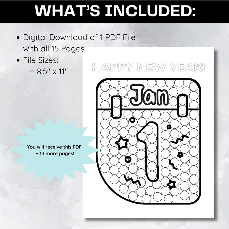 Happy New Year Coloring Happy Holidays Dot Marker Do a Dot Printable ...