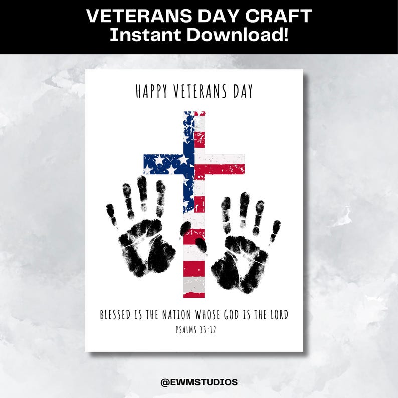 Veterans Day Craft for Kids Handprint Art Christian Veterans Day Gift ...