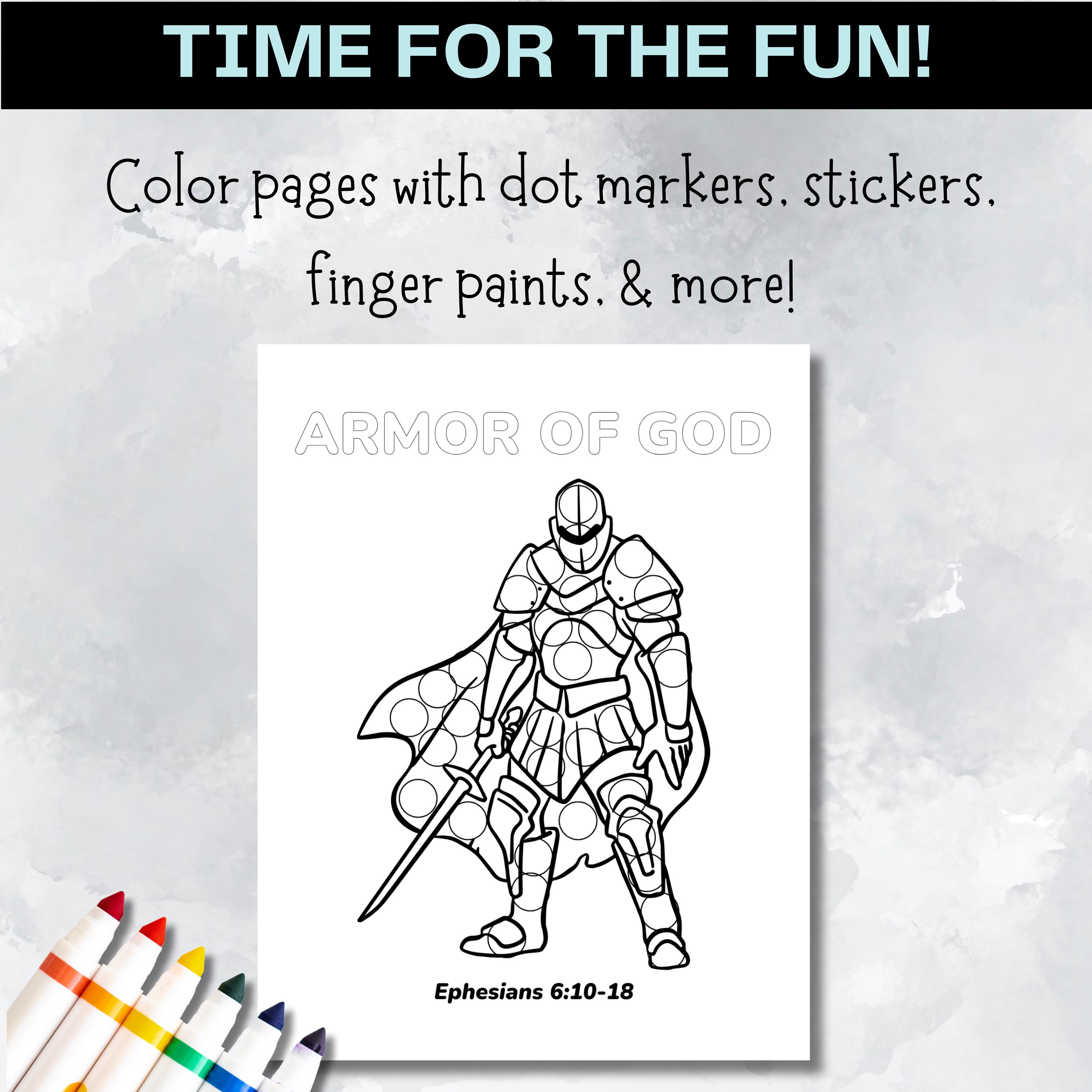 Armor of God Dot Marker Bible Do a Dot Church Coloring Sheets Printable ...