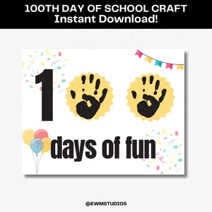 100th Day of School Handprint Art 100 Days Brighter Fun Preschool ...