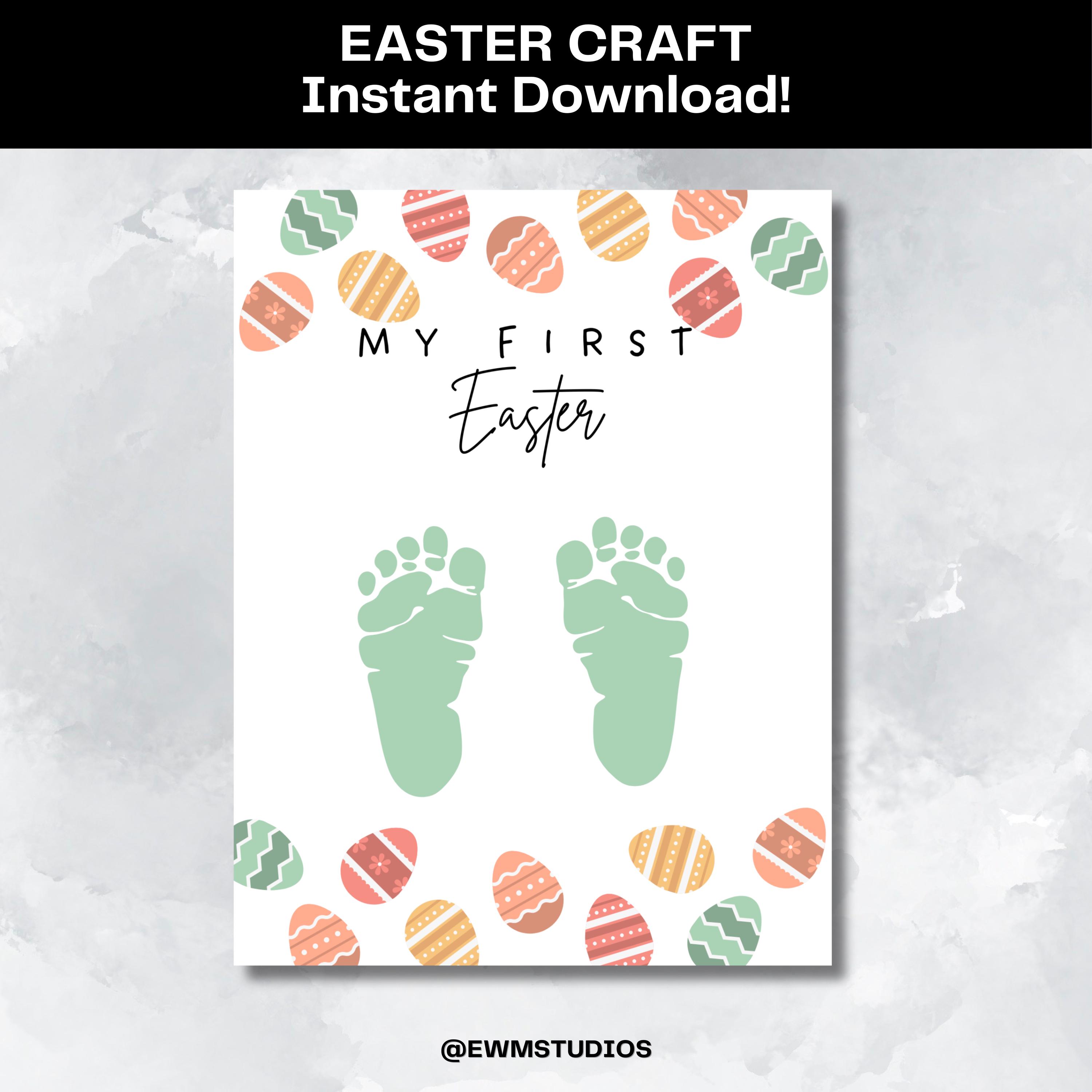 Babys First Easter Craft Footprint Art Printable Easter Baby Craft ...
