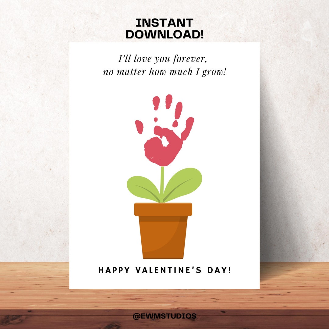 Valentine Handprint Bouquet Craft Flower Handprint Keepsake Baby ...