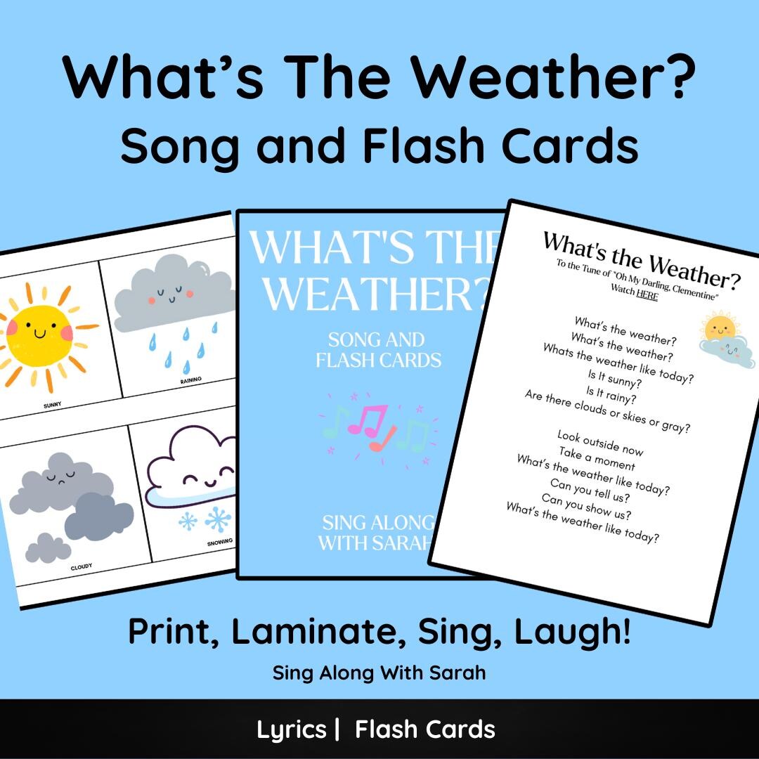 What’s the Weather Song + Flashcards | Preschool Circle Time Printable ...