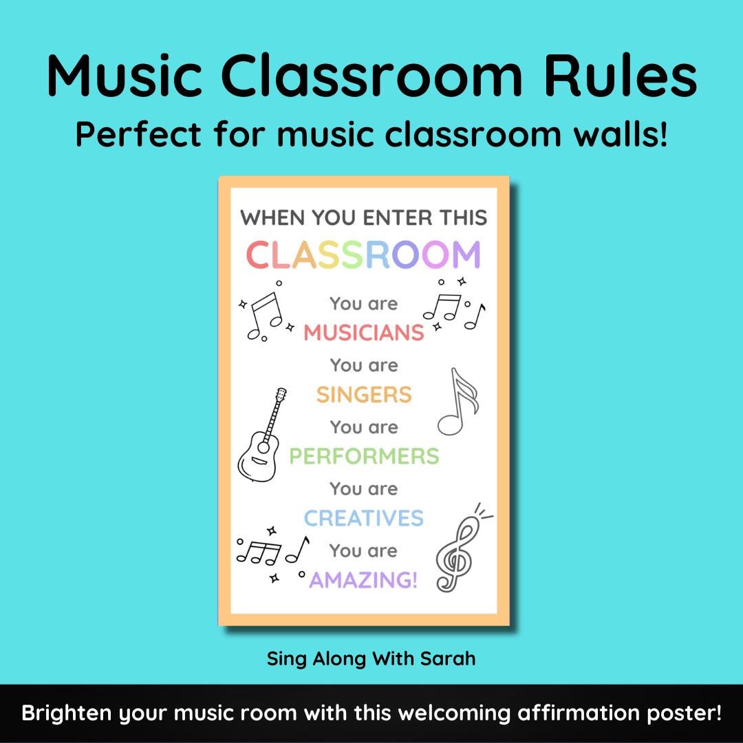 Music Classroom Welcome Poster | Printable Classroom Decor | Welcome ...