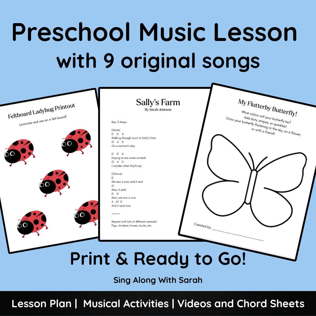 Preschool Music Lesson Plan | 9 Original Songs, Circle Time (digital ...