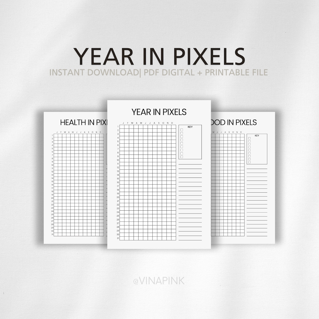 A Year in Pixels Printable Digital Yearly Mood Tracker Year in Pixels ...