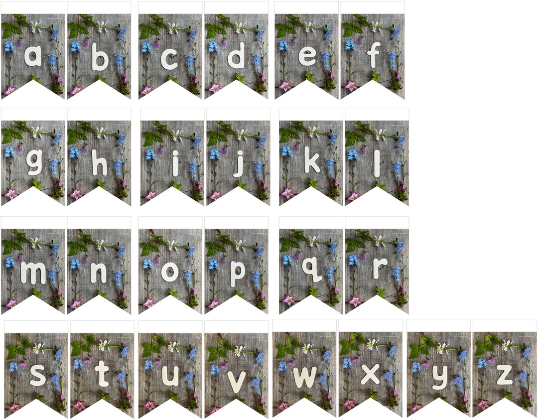 Curious Nature Lower Case Alphabet Flower Bunting. Learning Resource ...