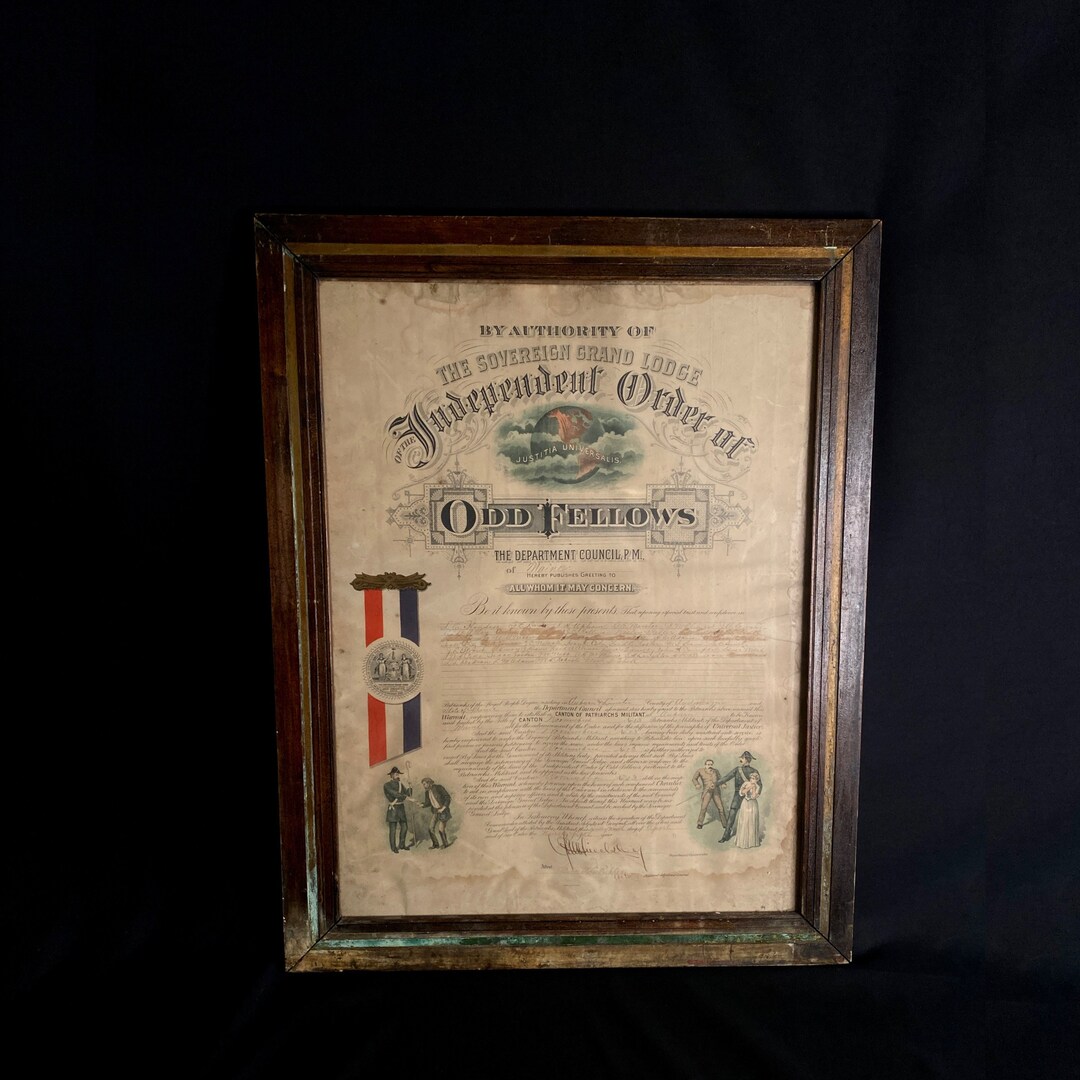 Antique IOOF Odd Fellows Large Framed Art - Etsy