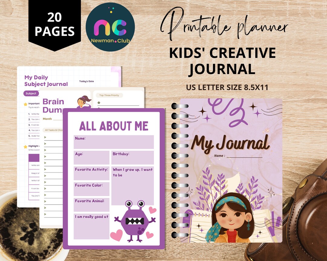 Printable Kids Creative Journal, Gratitude Diary for Children ...