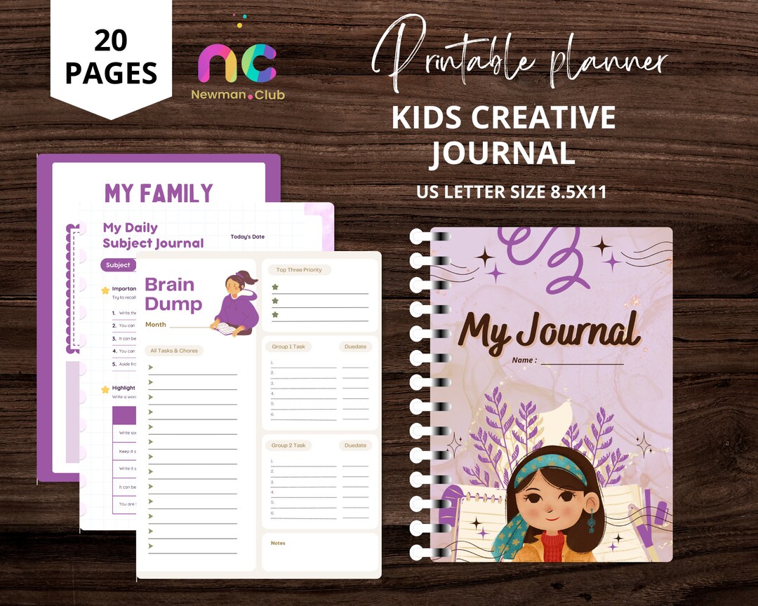 Printable Kids Creative Journal, Gratitude Diary for Children ...