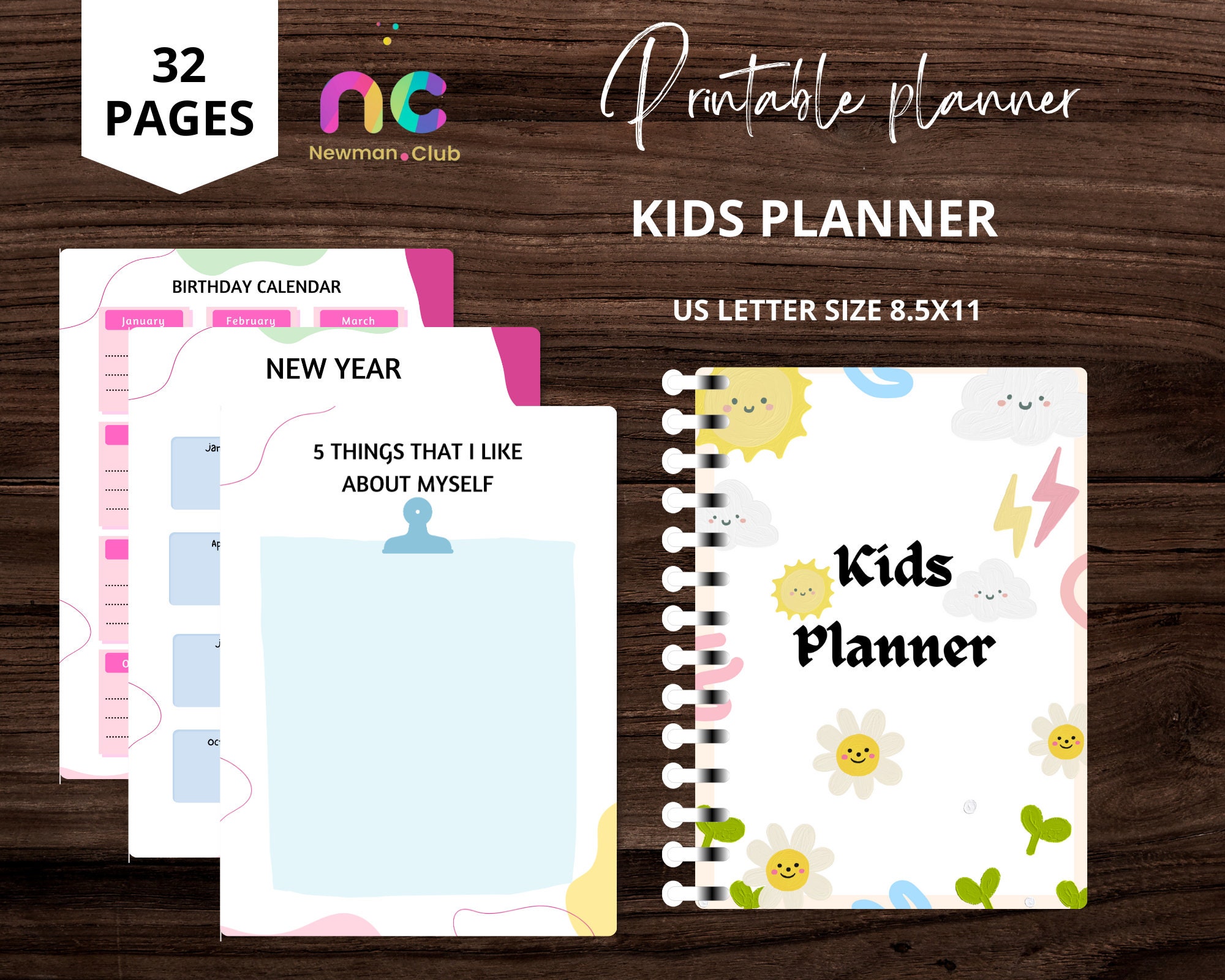 Kids Daily Planner, Printable Kids Journal. Gratitude Diary for ...
