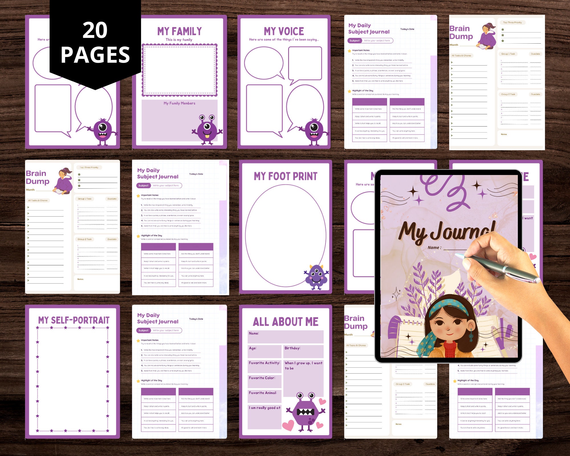 Printable Kids Creative Journal, Gratitude Diary for Children ...